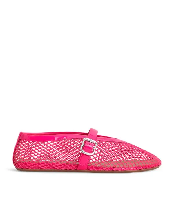 Alaïa Leather Mesh Ballet Flats - Pink