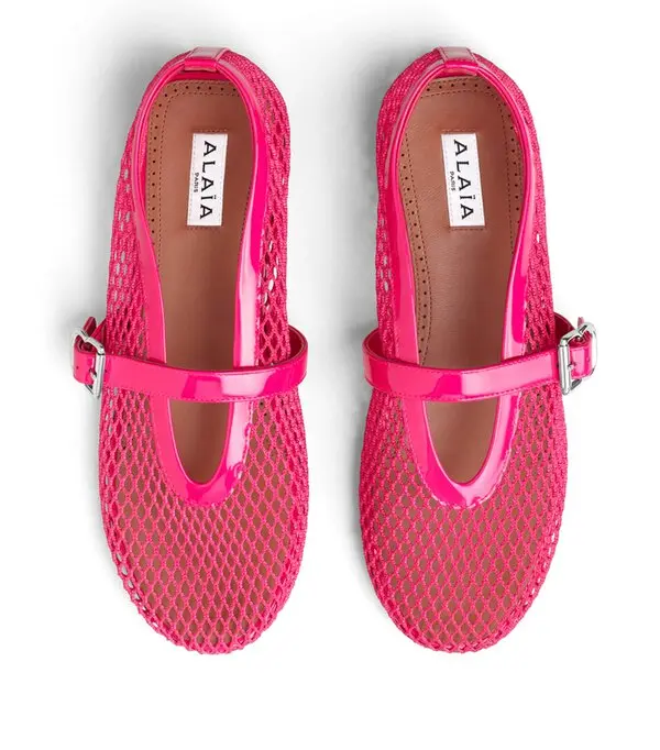Alaïa Leather Mesh Ballet Flats - Pink