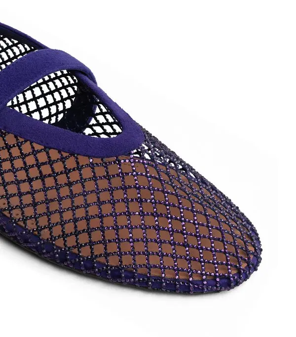Alaïa Mesh Ballet Flats With Buckled Strap - Purple