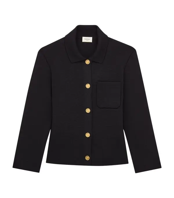 Saint Laurent Virgin Wool Collar Cardigan