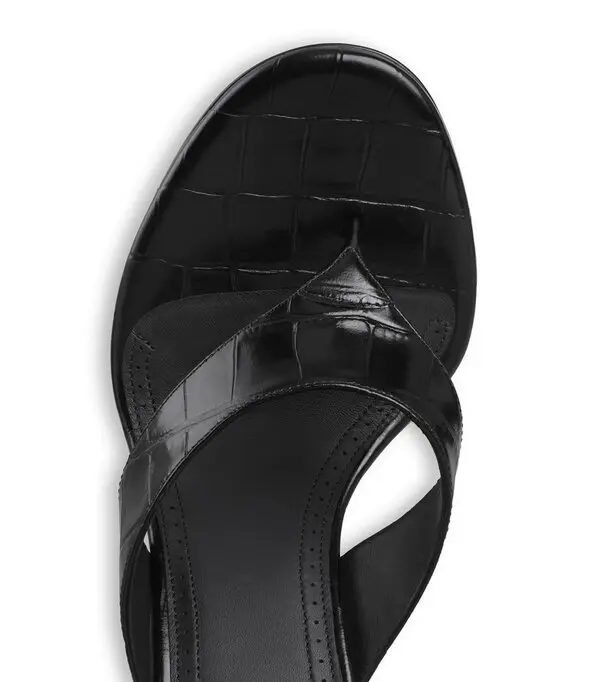Alaïa Croc-embossed Leather Thong Mules 90