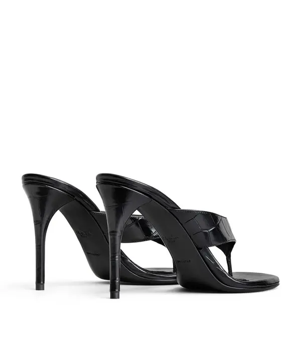 Alaïa Croc-embossed Leather Thong Mules 90