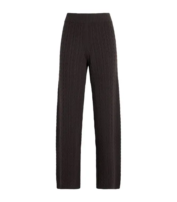 Agnona Cashmere Cable-knit Wide-leg Trousers - Brown