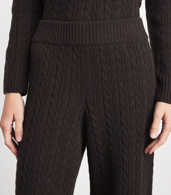 Agnona Cashmere Cable-knit Wide-leg Trousers - Brown
