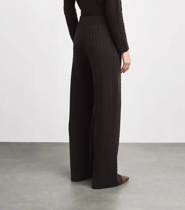 Agnona Cashmere Cable-knit Wide-leg Trousers - Brown