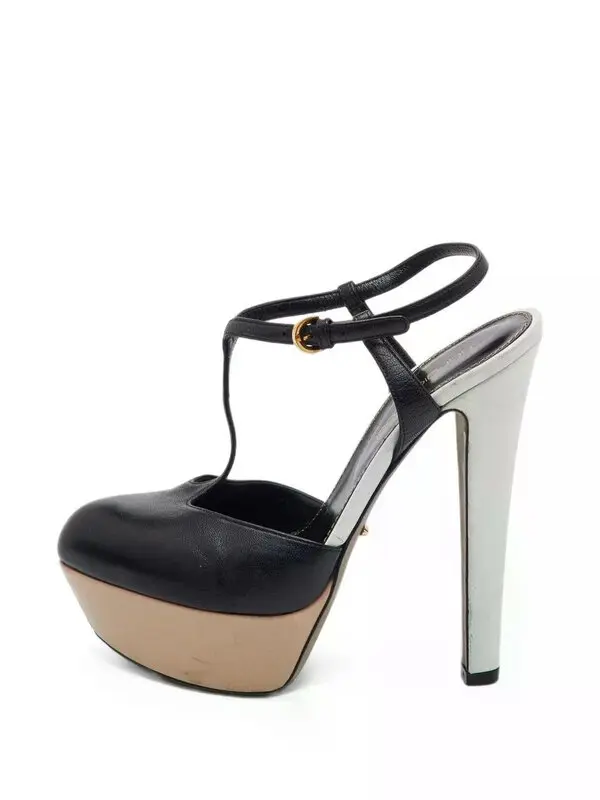 SERGIO ROSSI T-strap Platform Sandals With Buckle And Gold-tone Hardware