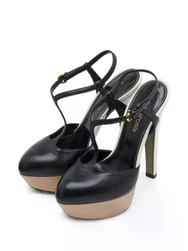 SERGIO ROSSI T-strap Platform Sandals With Buckle And Gold-tone Hardware