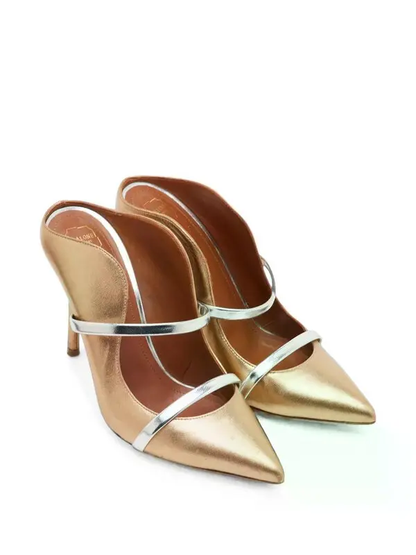 MALONE SOULIERS Metallic Leather Heeled Mules - Gold