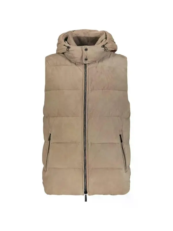 MOORER Padded Leather Gilet