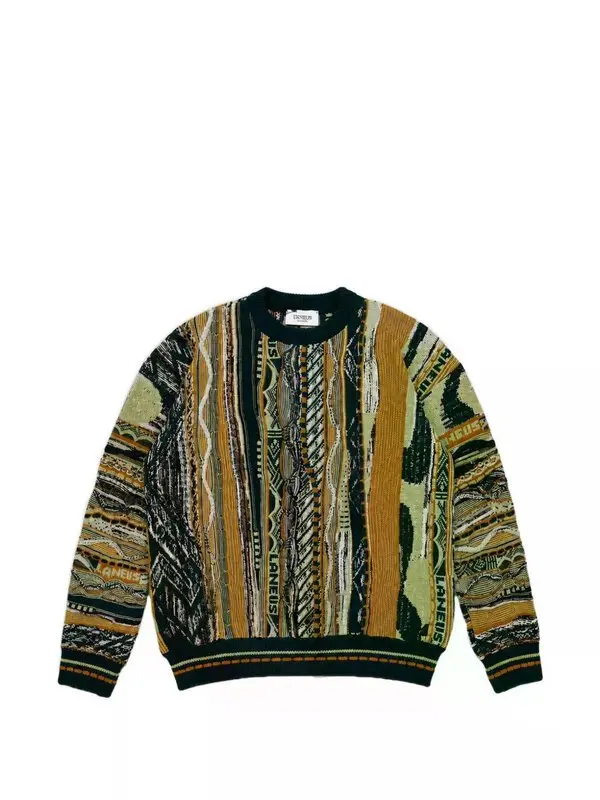 LANEUS Patterned Jacquard-knit Sweater