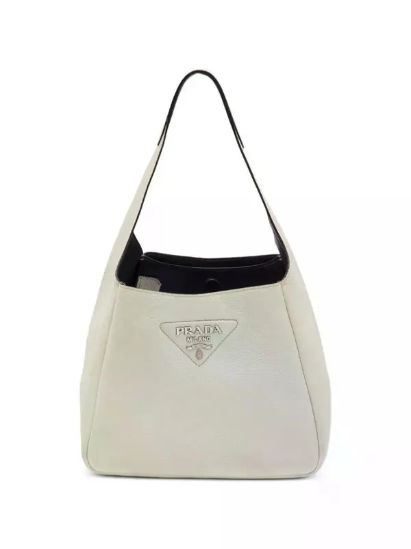 Prada Small Dynamique Triangle Logo Tote Bag - Neutrals