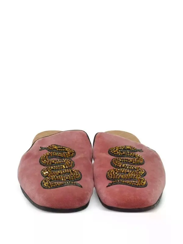 Gucci Embellished Snake Mules - Pink