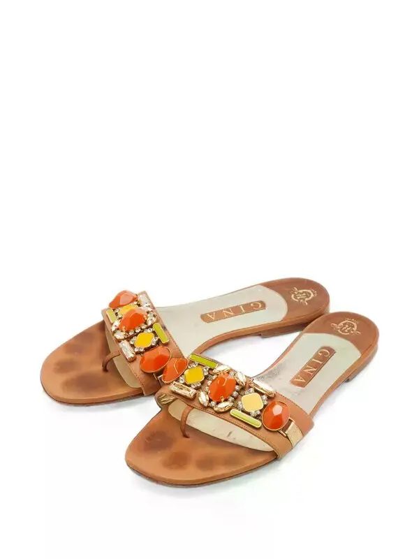 GINA Crystal-embellished Flat Sandals