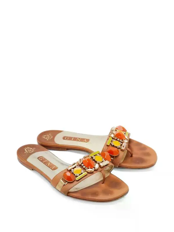 GINA Crystal-embellished Flat Sandals