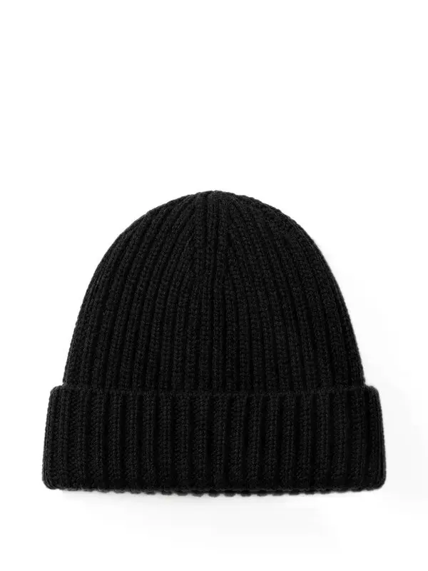 Prada Logo-plaque Ribbed-knit Beanie Hat