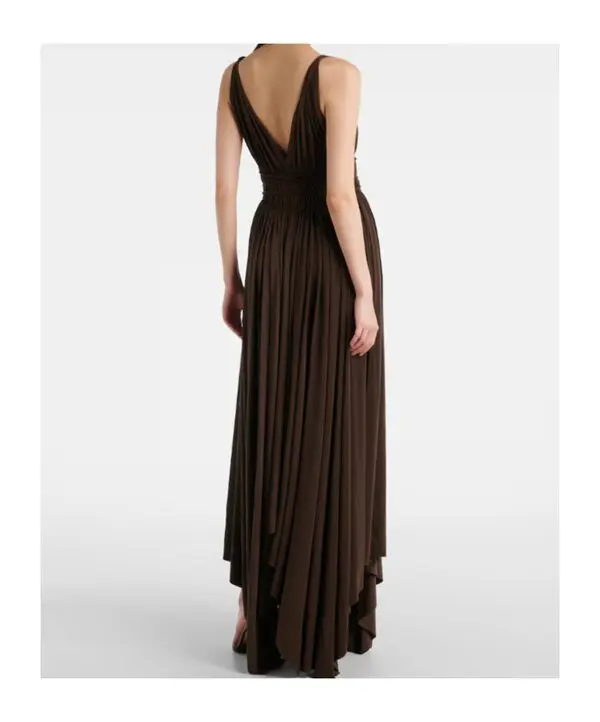 Norma Kamali Goddess Pleated Jersey Maxi Dress