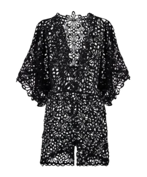 Norma Kamali Floral Open-knit Romper