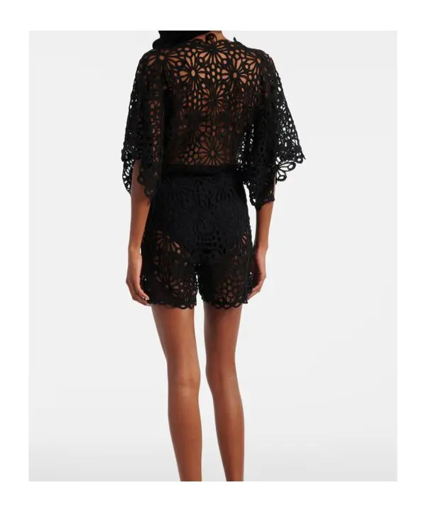 Norma Kamali Floral Open-knit Romper