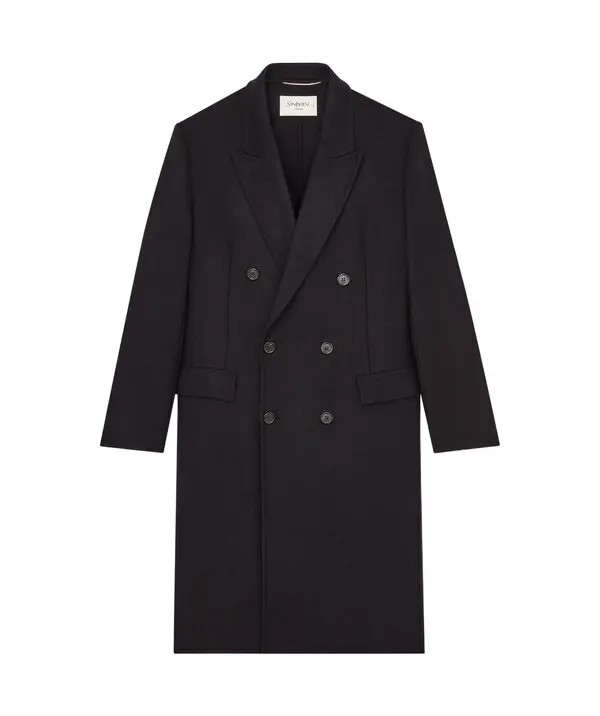 Saint Laurent Double-breasted Long Overcoat