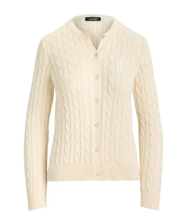 Ralph Lauren Cable Knit Logo Cardigan - Cream