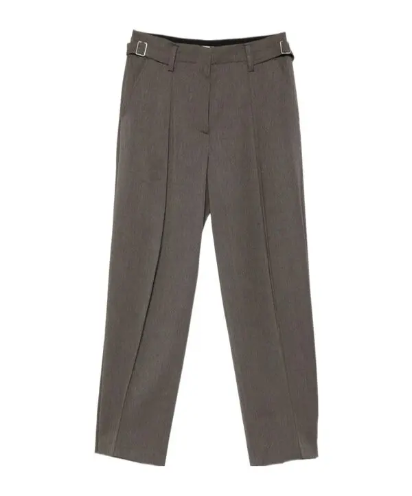 SYSTEM Buckle-detail Pressed-crease Tailored Trousers