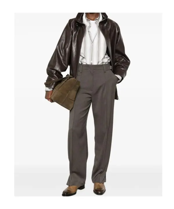 SYSTEM Buckle-detail Pressed-crease Tailored Trousers