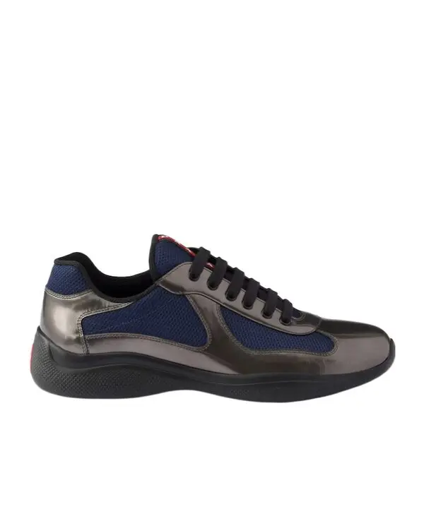 Prada America's Cup Metallic Leather And Bike Fabric Sneakers - Anthracite/ink