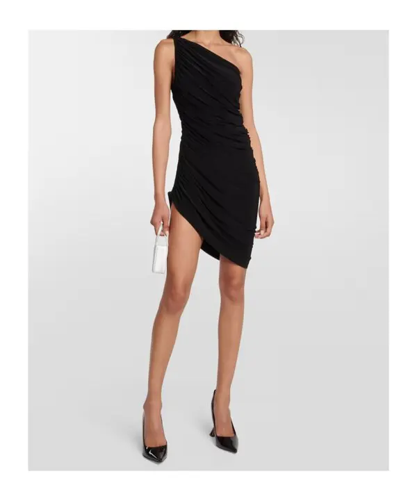 Norma Kamali Diana Asymmetrical Ruched Minidress