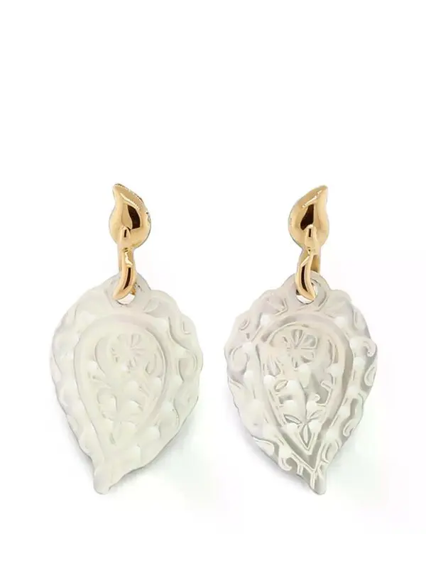 Tamara Comolli Carved India Leaf Mother Of Pearl Earrings - Gold