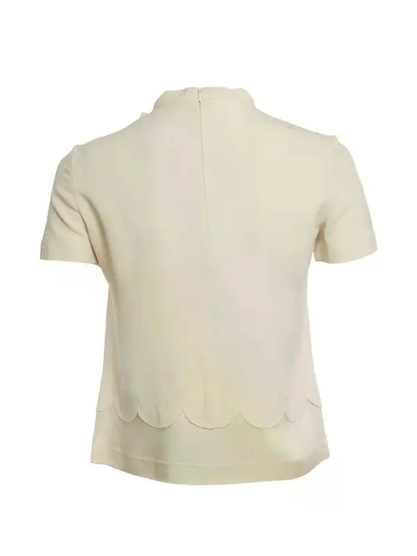 Chloé Red Scalloped-hem Bow-detail Blouse