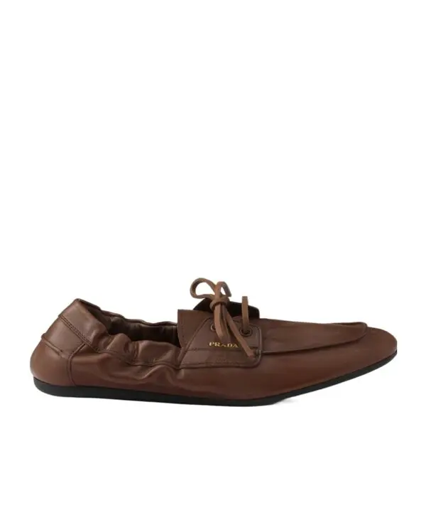 Prada Shuffle Antiqued Leather Boat Shoes
