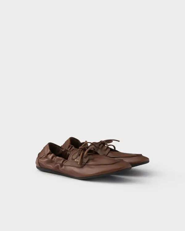 Prada Shuffle Antiqued Leather Boat Shoes