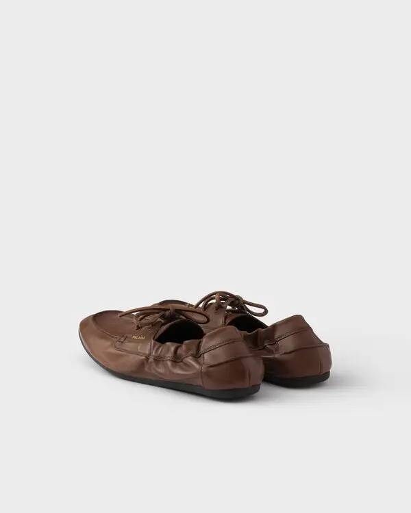 Prada Shuffle Antiqued Leather Boat Shoes
