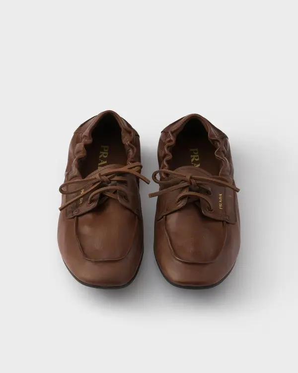 Prada Shuffle Antiqued Leather Boat Shoes