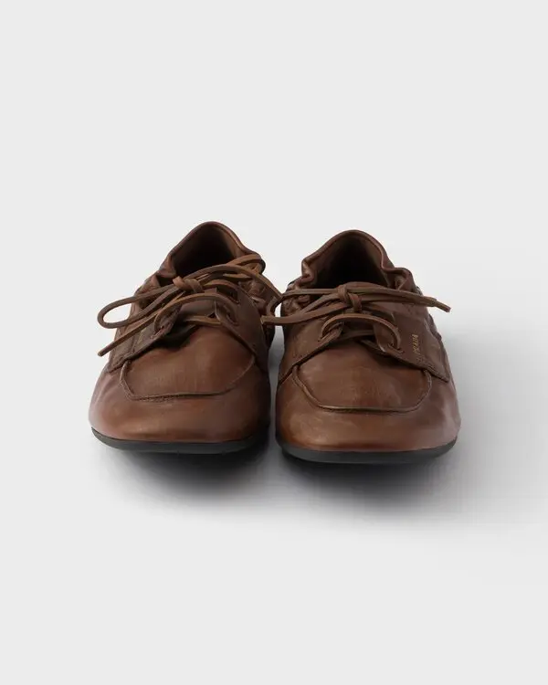 Prada Shuffle Antiqued Leather Boat Shoes