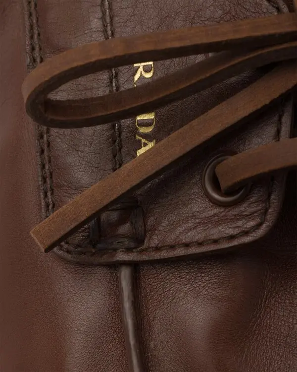 Prada Shuffle Antiqued Leather Boat Shoes