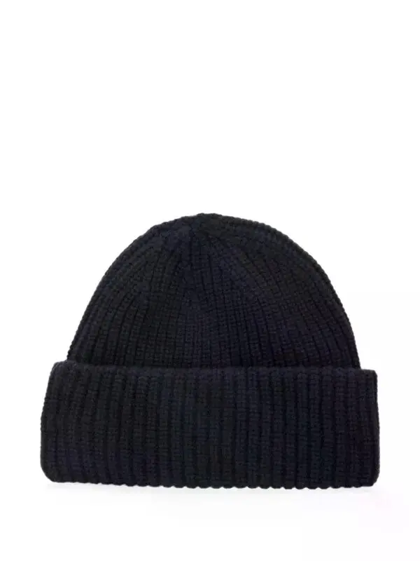 SLOWEAR Ribbed-knit Logo-patch Beanie Hat