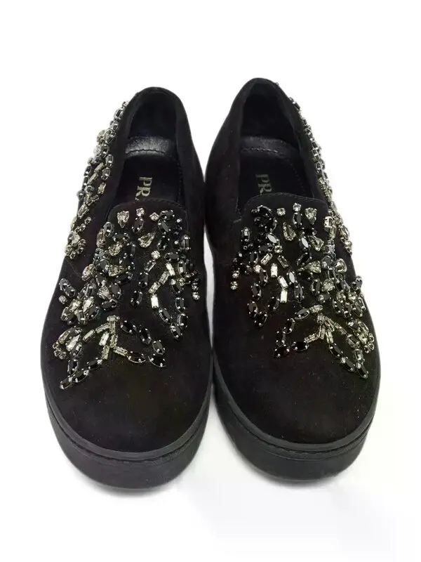 Prada Crystal-embellished Slip-on Sneakers