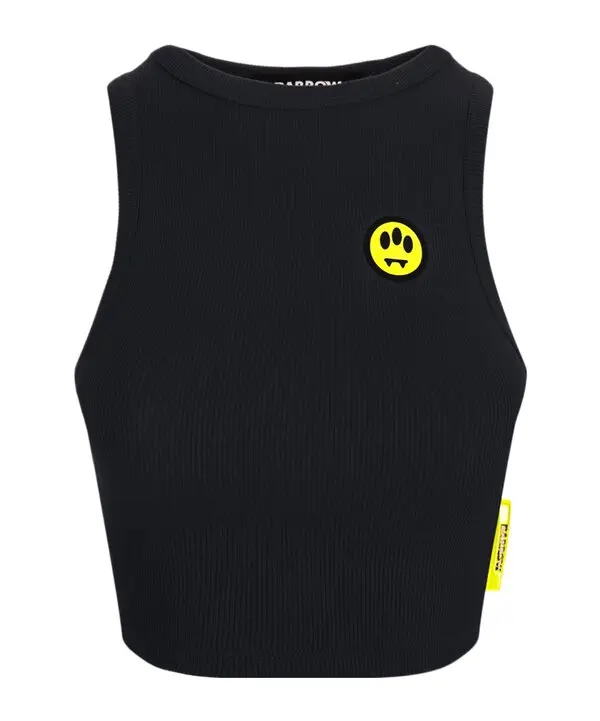 BARROW Rubberised Logo Crewneck Tank Top - Black