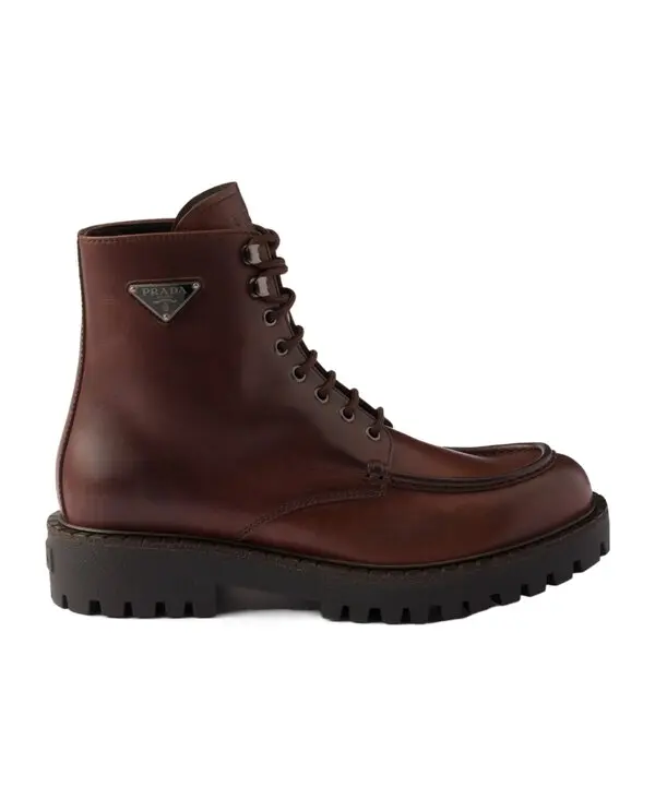 Prada Laced Leather Booties