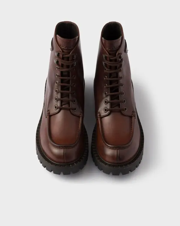 Prada Laced Leather Booties