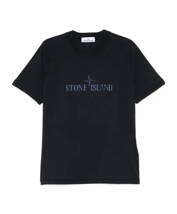 Stone Island Logo Printed Crewneck T-shirt