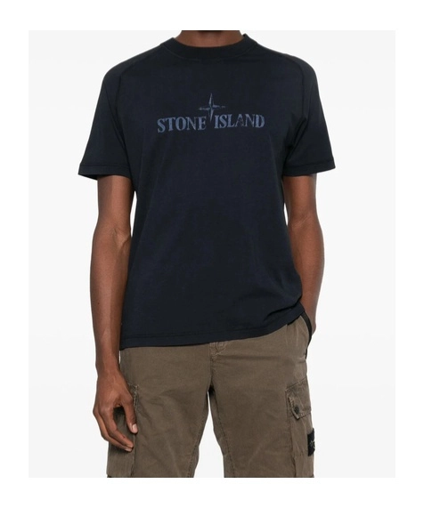 Stone Island Logo Printed Crewneck T-shirt