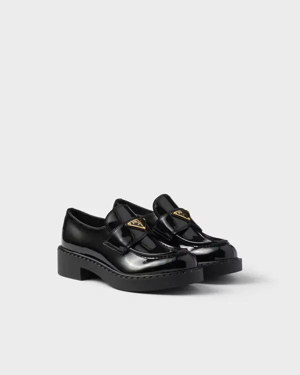 Prada Chocolate Patent Leather Loafers