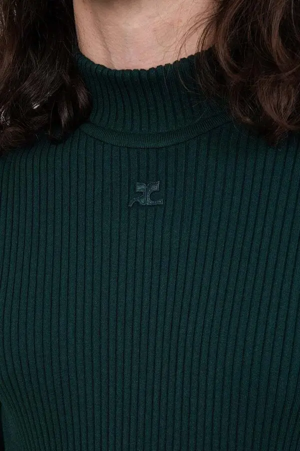 COURREGES Reedition Rib-knit Mock-neck Sweater - Green