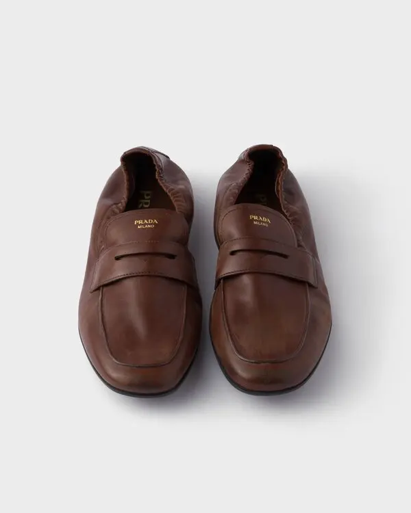 Prada Shuffle Antiqued Leather Loafers
