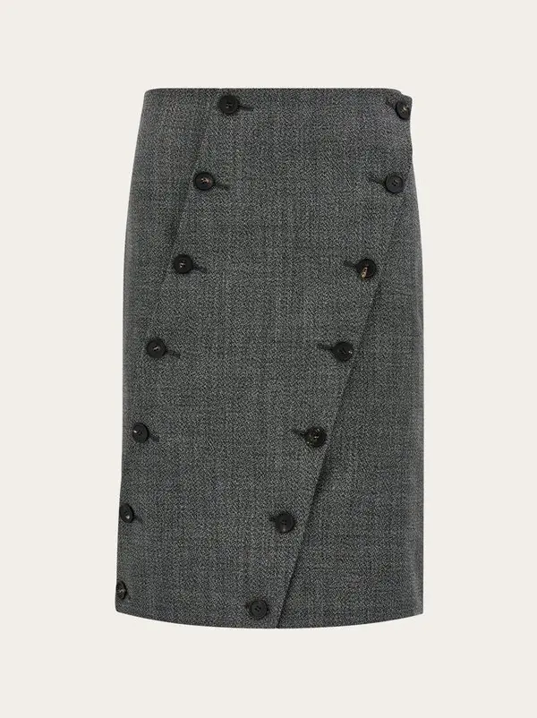 FERRAGAMO Straight Cut Skirt With Button Detail