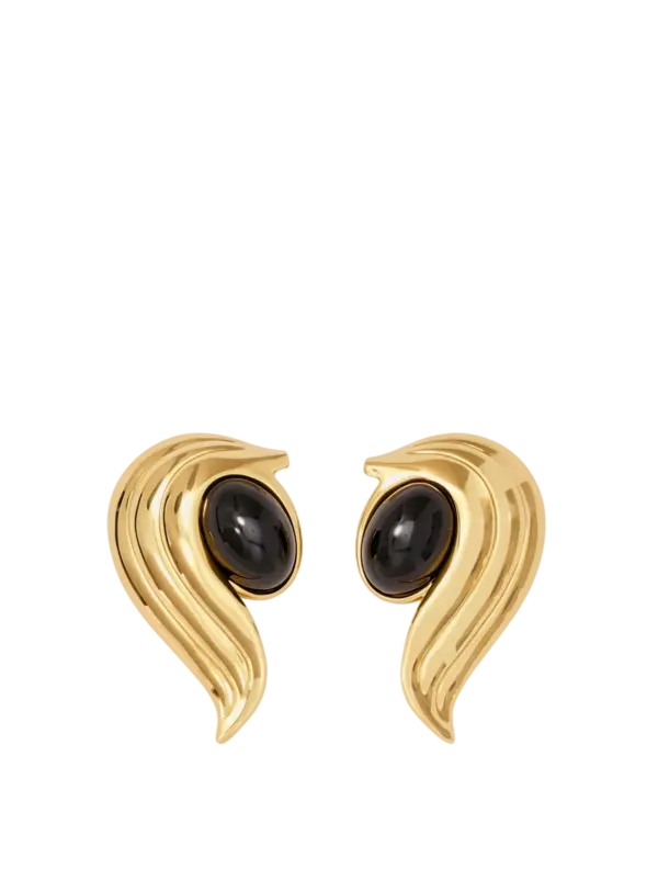 FERRAGAMO Brass And Resin Gem Earrings - Black