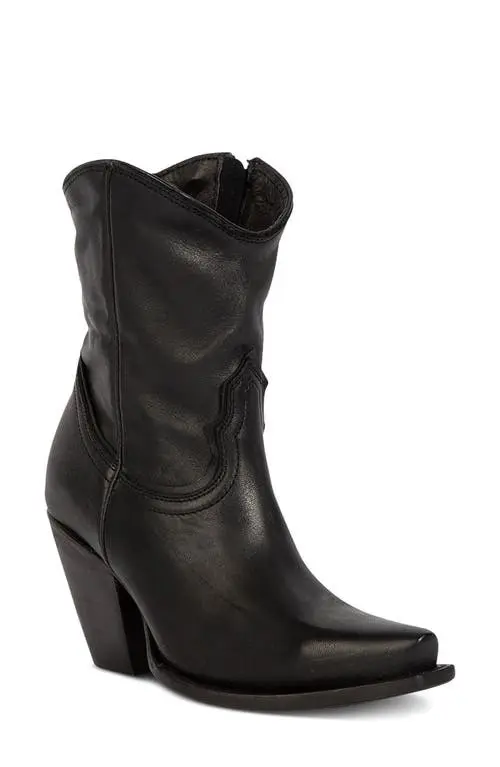 FREEBIRD Distressed Leather Zip-up Booties - Black
