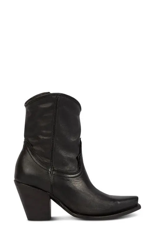 FREEBIRD Distressed Leather Zip-up Booties - Black